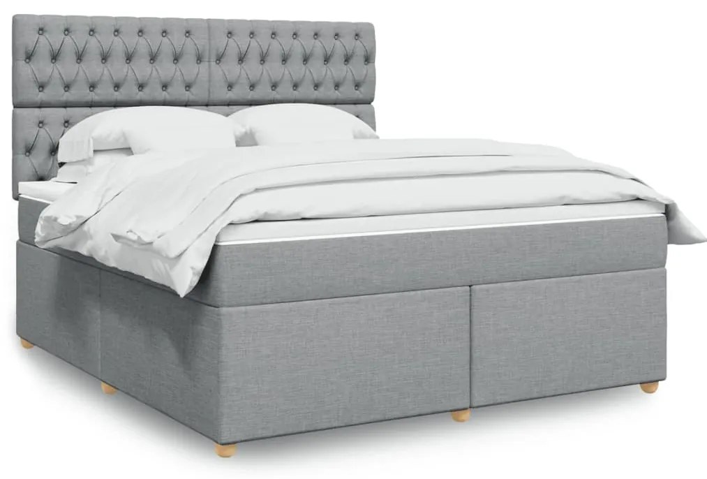 Box spring postel s matrací světle šedá 180 x 200 cm textil 3293666