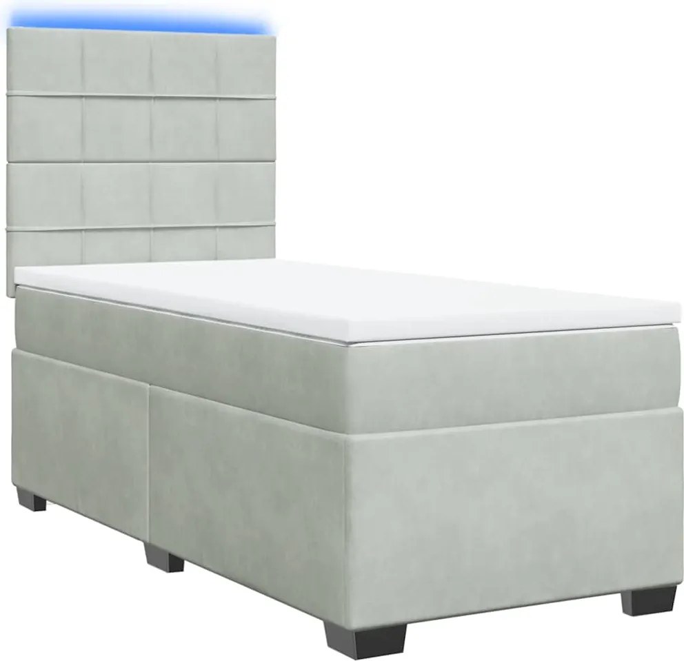 Box spring postel s matrací světle šedá 80 x 200 cm samet 3293062