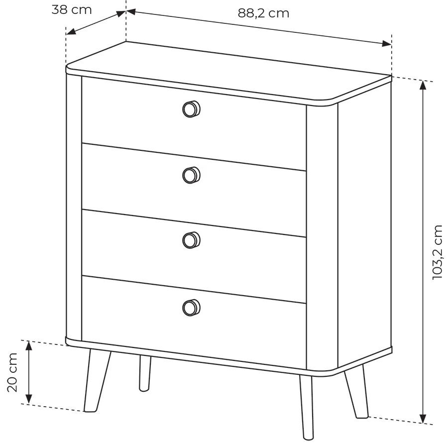 VIKI d | komoda 88 4S | 88,2 cm | dub barista
