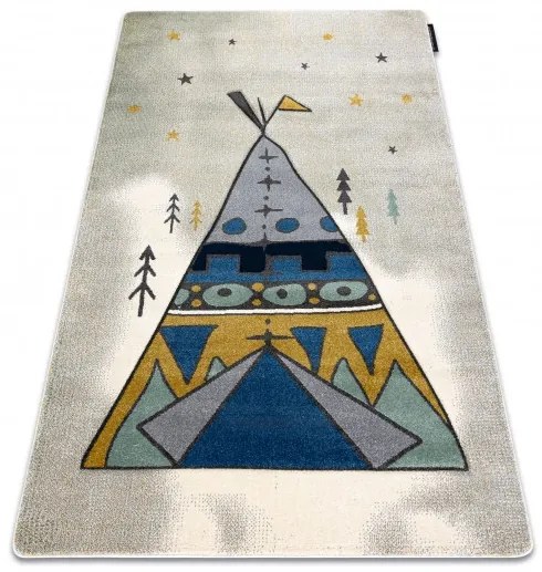 Dywany Łuszczów, Dětský kusový koberec Petit Tipi grey, 140x190, modrá, dětský pokoj