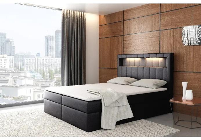 Designová postel Elyan s úložným prostorem černá eko kůže 180 x 200 + topper zdarma