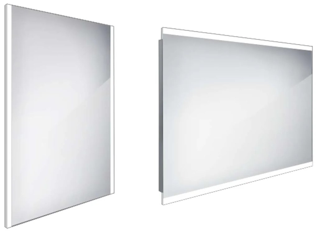 Nimco - Zrcadlo s LED osvětlením, 60x80 cm, hranaté, aluminium ZP 11002