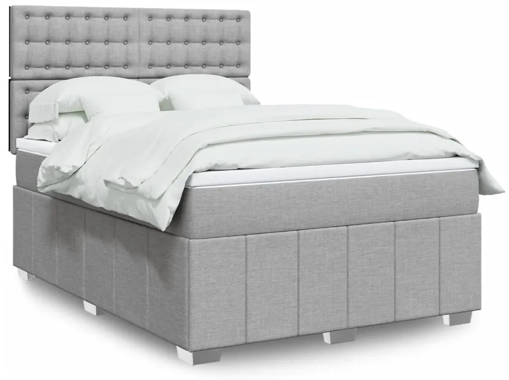Box spring postel s matrací světle šedá 140 x 190 cm textil 3293977