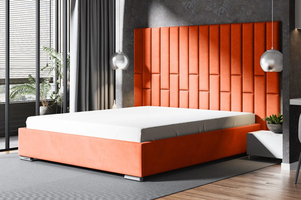 Eka Čalouněná postel LANA 160 x 200 cm Barva látky Trinity: Krémová (Trinity 2302), Úložný prostor: S kovovým rámem úložného prostoru