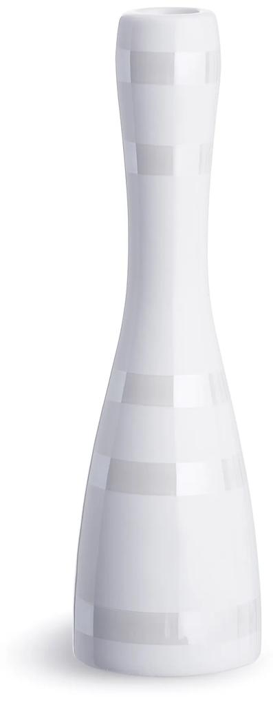 KÄHLER Keramický svícen Omaggio Pearl 24 cm, bílá barva, stříbrná barva, keramika