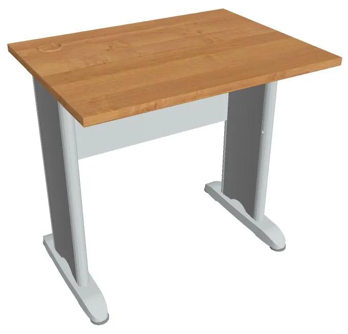 Stůl pracovní rovný 80 cm hl. 60 cm - Hobis Cross CE 800 Dekor stolové desky: olše, Dekor lamino podnože: šedá, Barva nohou: Stříbrná