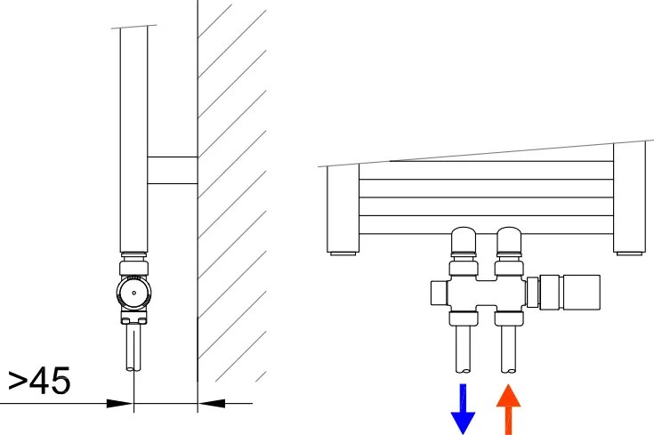 ISAN Termostatický ventil přímý – středový Barva: Bílá, Šroubení: měď (∅ 15mm)