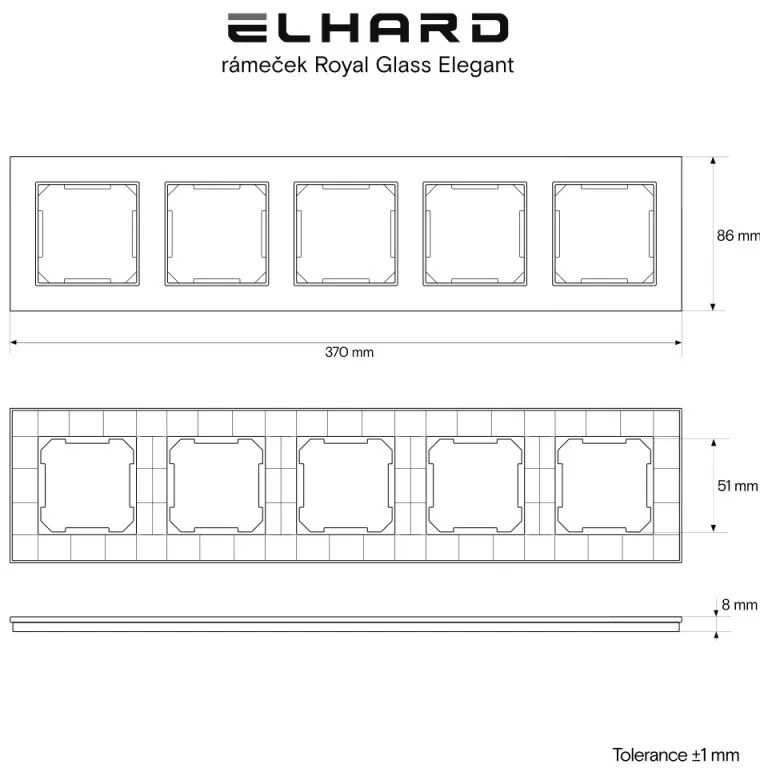 Elhard Skleněný pětirámeček Royal Glass Elegant, bílý YE3105W