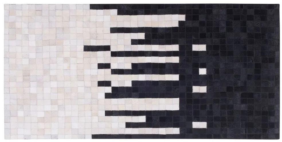 Černobílý kožený koberec 80x150 cm BOLU Beliani
