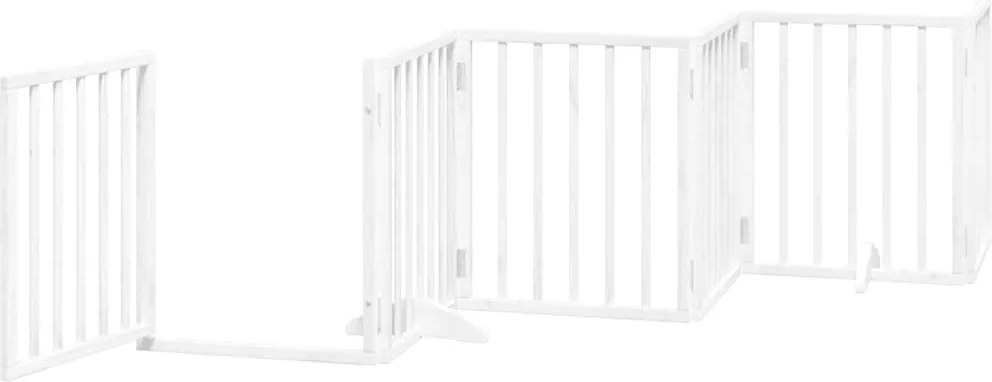 Zábrana pro psy s dvířky skládací 9 panelů bílá 450 cm topol 3155535