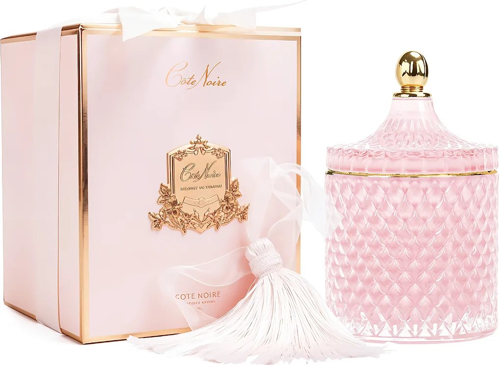 Côte Noire Grand Art Deco svíčka Pink & Gold s vůní Champagne Rose