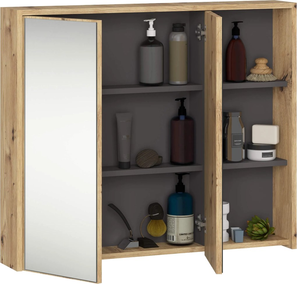 Závěsná koupelnová skříňka se zrcadlem VAMI 90 cm - výběr z 5 provedení