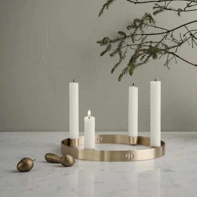 Ferm Living Mosazný adventní svícen Circle Brass, zlatá barva, kov