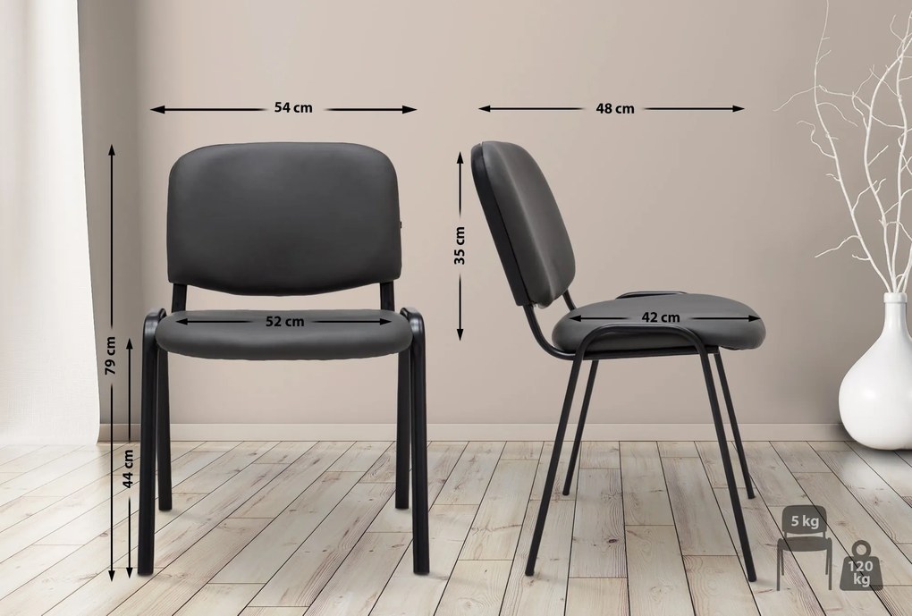 Konferenční židle Ken umělá kůže – šedá