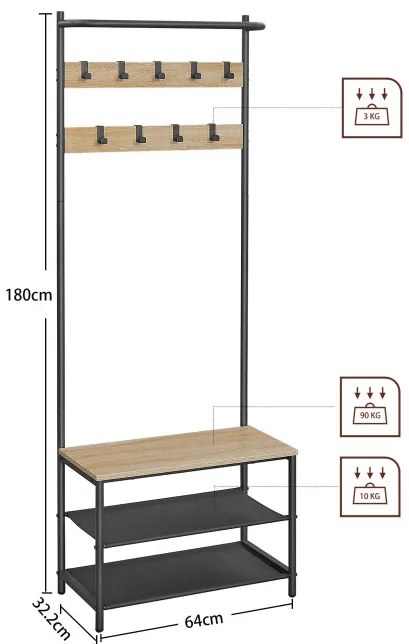 Věšákový stojan s botníkem HSR411B11
