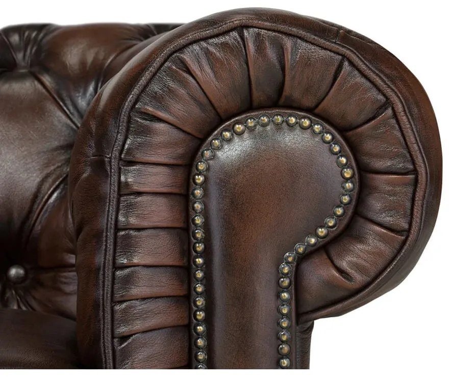Massive home | Luxusní sedací souprava Chesterfield z pravé kůže - hnědá