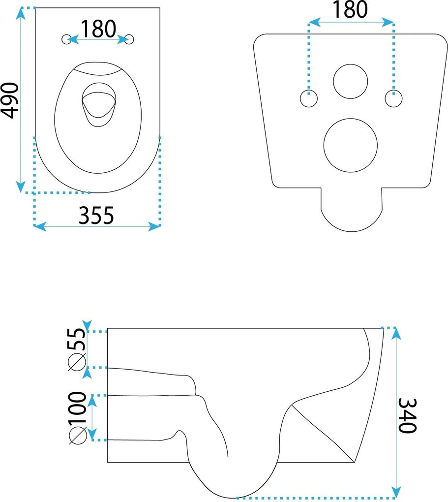 Rea, Závěsná WC mísa Rea Gustavo Rimless, REA-C1652
