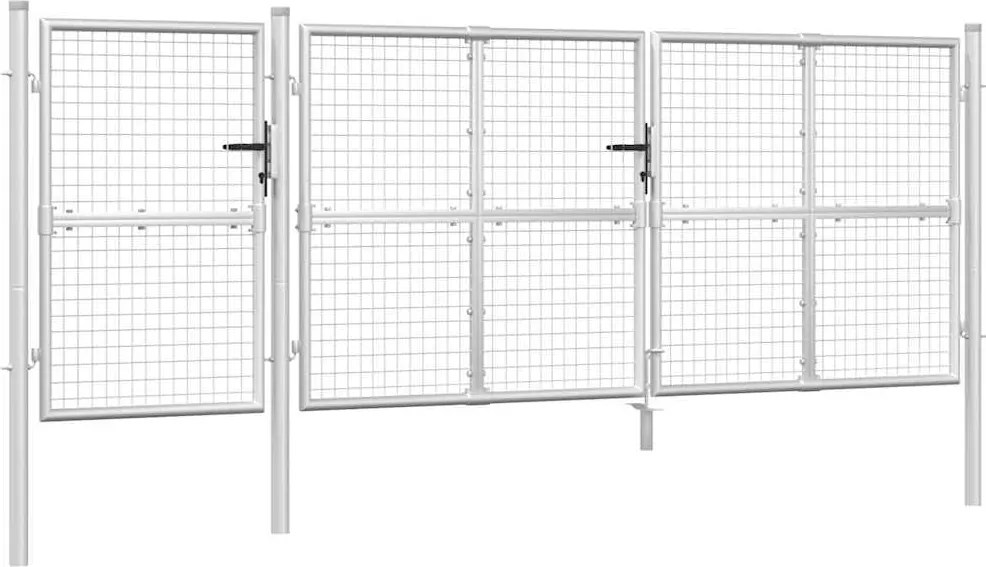 Pletivá zahradní branka stříbrná 400 x 125 cm pozinkovaná ocel 154555