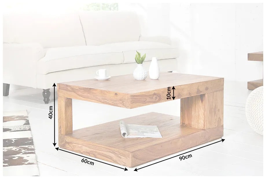 Massive home | Konferenční stolek GIANT XL 90 CM masiv sheesham