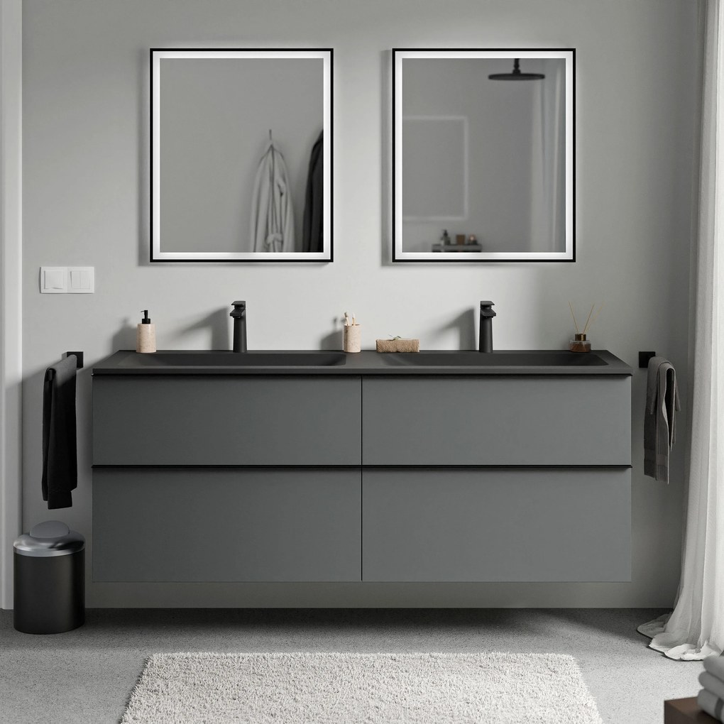 Koupelnová skříňka LAVOA 160 cm s umyvadlem z minerálního odlitku CREAM - možnost volby barvy