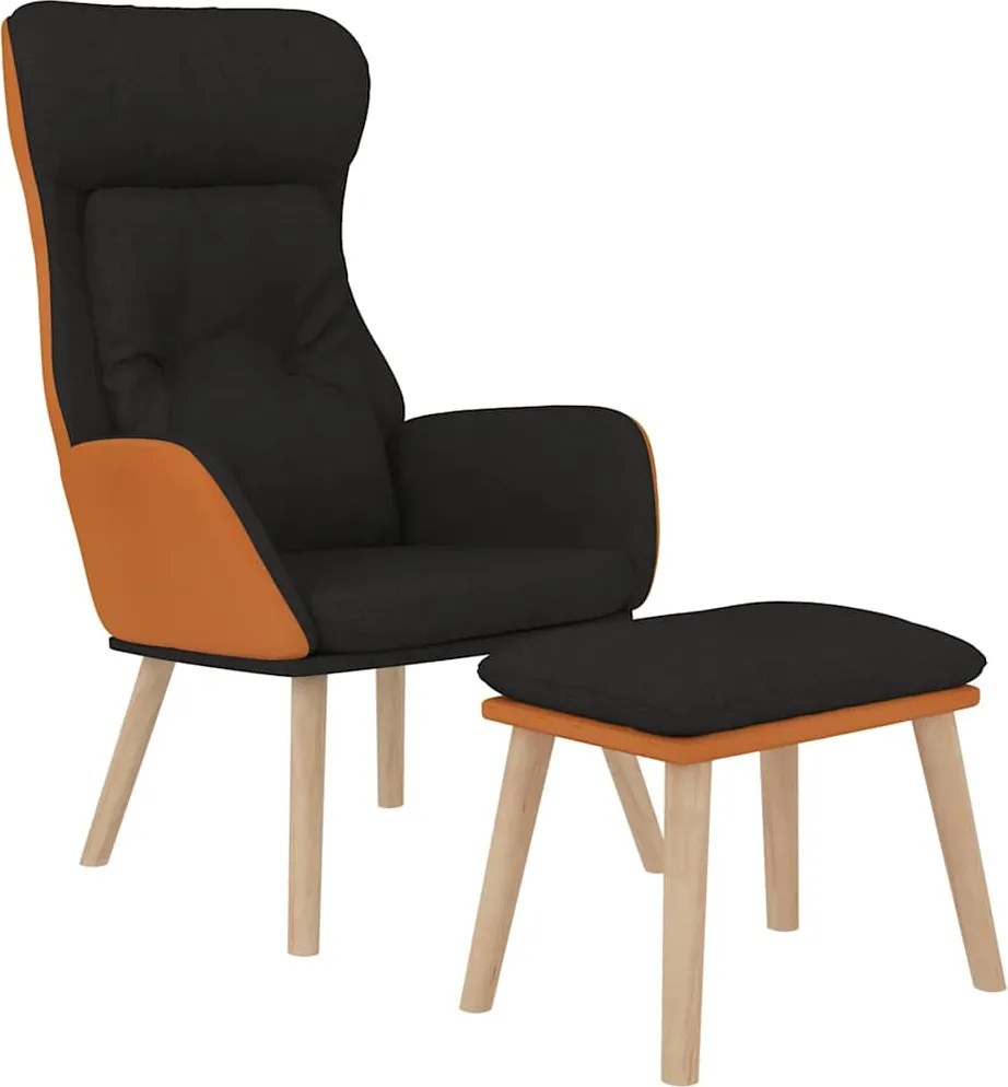Relaxační křeslo s podnožkou černá umělá kůže a textil 3097766