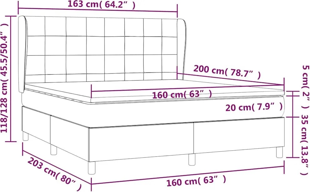 Box spring postel s matrací černá 160x200 cm samet 3129221