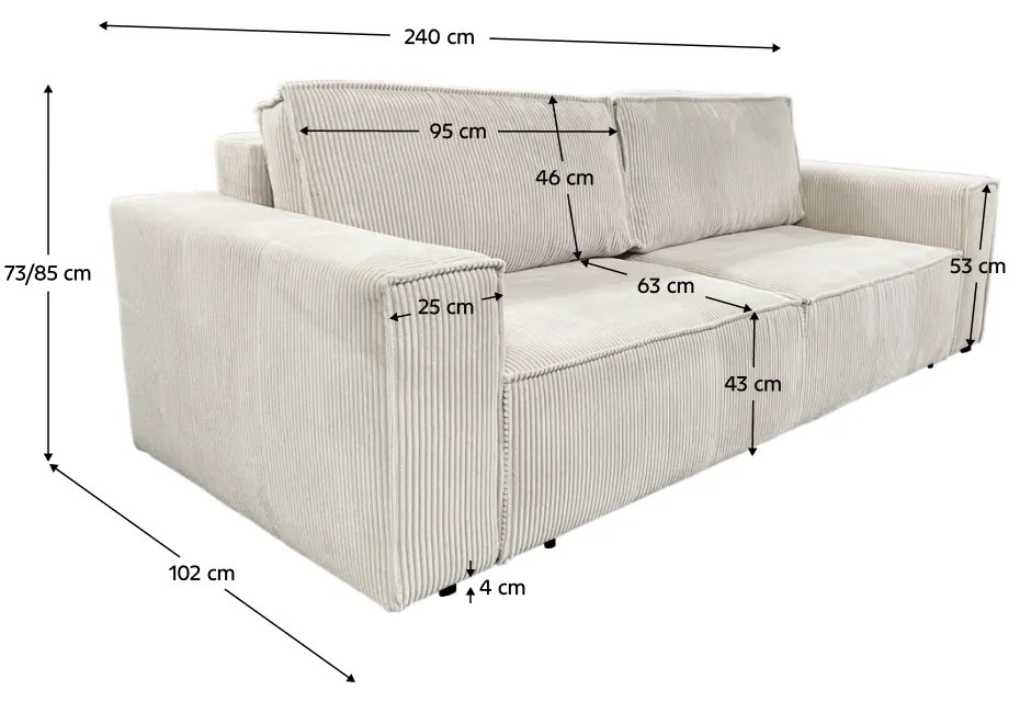 Kondela Rozkládací pohovka, béžová, HARPERA BIG SOFA