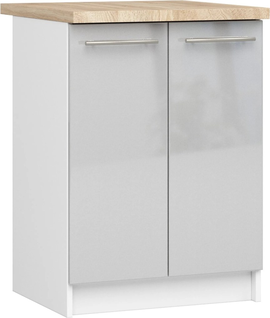 Kuchyňská skříňka Olivia S60 2D bílá/metalický lesk