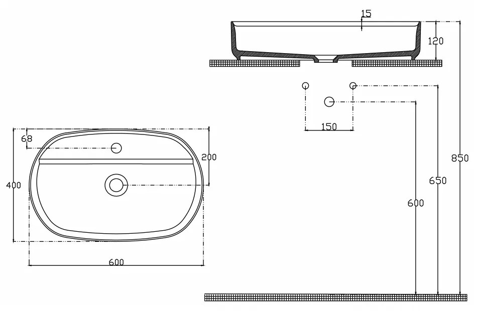 Isvea INFINITY OVAL keramické umyvadlo na desku, 60x40cm, zelená mint 10NF65060-2T