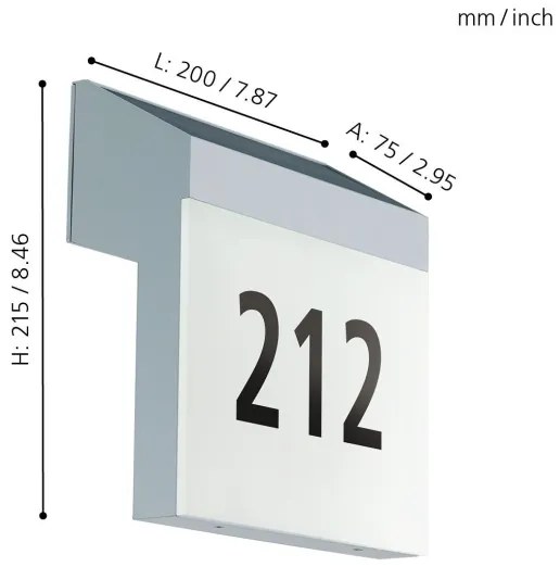 Eglo 97339 - Solární domovní číslo LUNANO LED/2W/3,7V 2000 mAh IP44