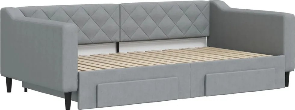Válenda s přistýlkou a zásuvkami světle šedá 100x190 cm textil 3197505