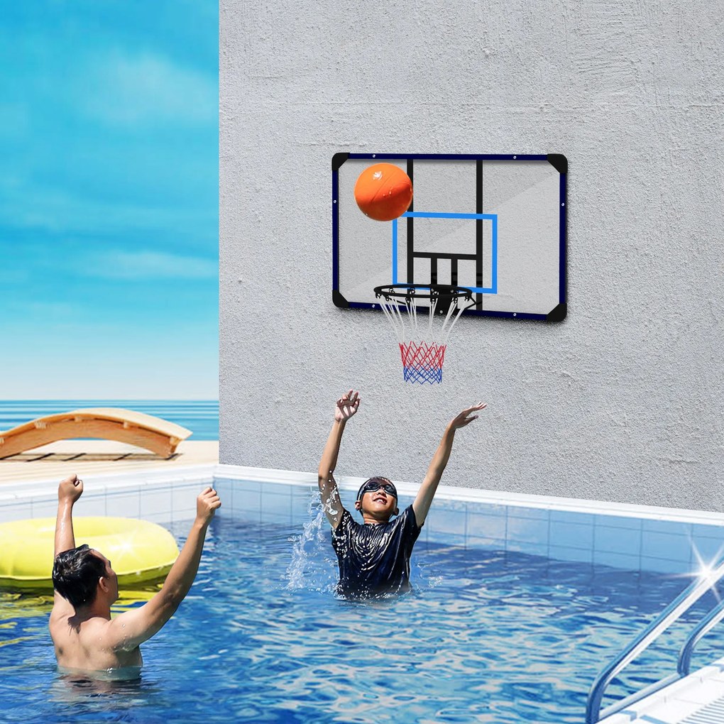 SPORTNOW nástěnný basketbalový koš Basketbalová deska s košem a sítí pro venkovní použití, ocel, 113 x 61 x 73 cm, ideální pro zahradu a hřiště