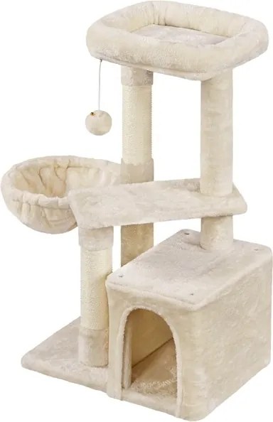 Škrabadlo pro kočky Yaheetech – béžová, 49,5 cm (délka) × 34,5 cm (šířka) × 86,5 cm (výška) (267321128287)