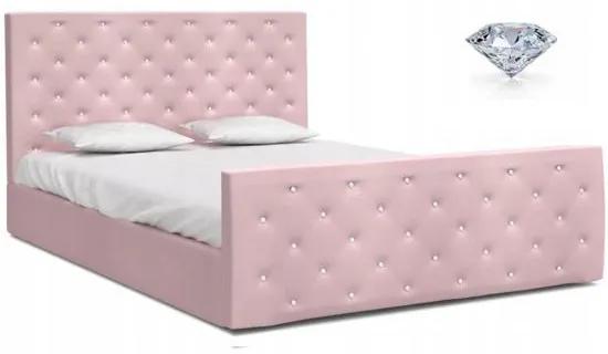 Čalouněná postel VIKI 160x200 Trinity růžová s kovovým roštem