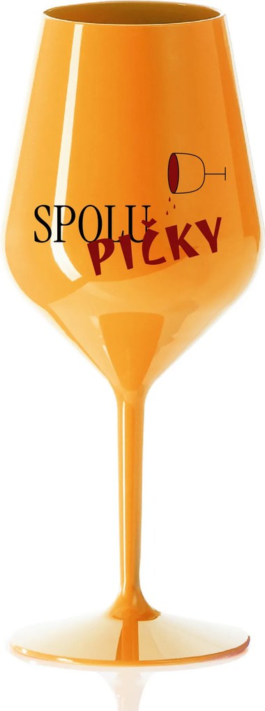 SPOLUPIČKY - oranžová nerozbitná sklenice na víno 470 ml