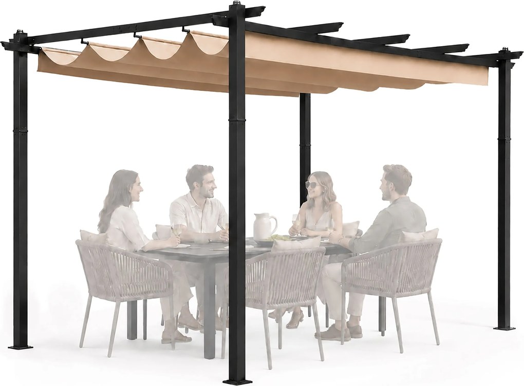 Zahradní pergola s posuvným střešním systémem Zenia 3x4 m béžová