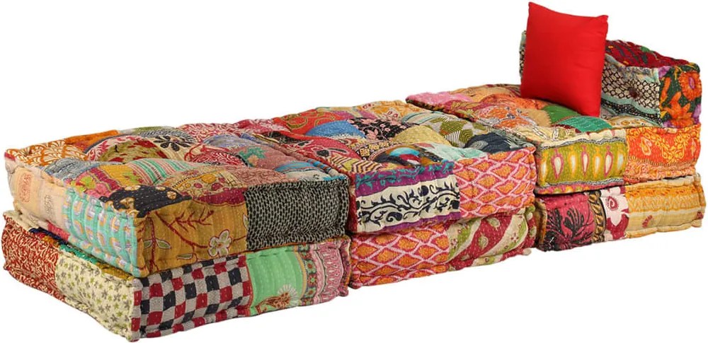 3místný modulární pouf patchwork textil 244983