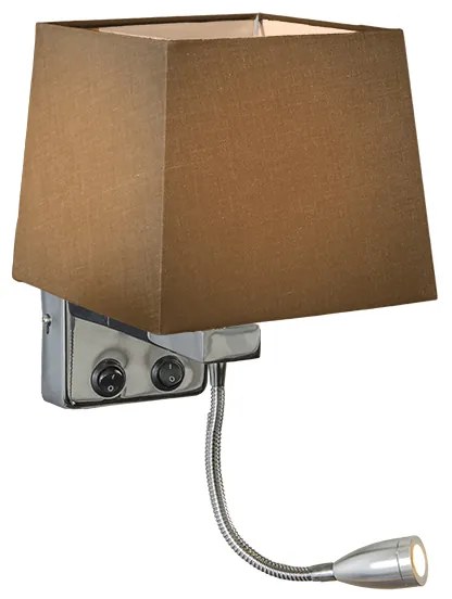 Nástěnná lampa Brescia chrom se čtvercovým hnědým odstínem