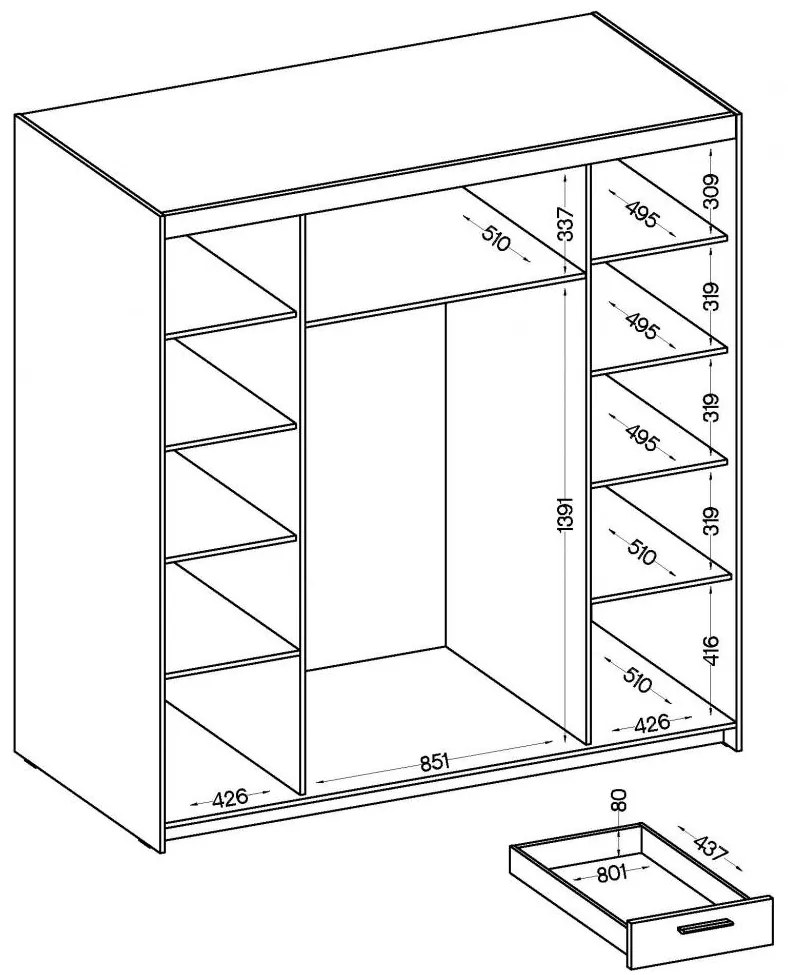 FN Skříň Enja 4D6S se zrcadlem dub sonoma