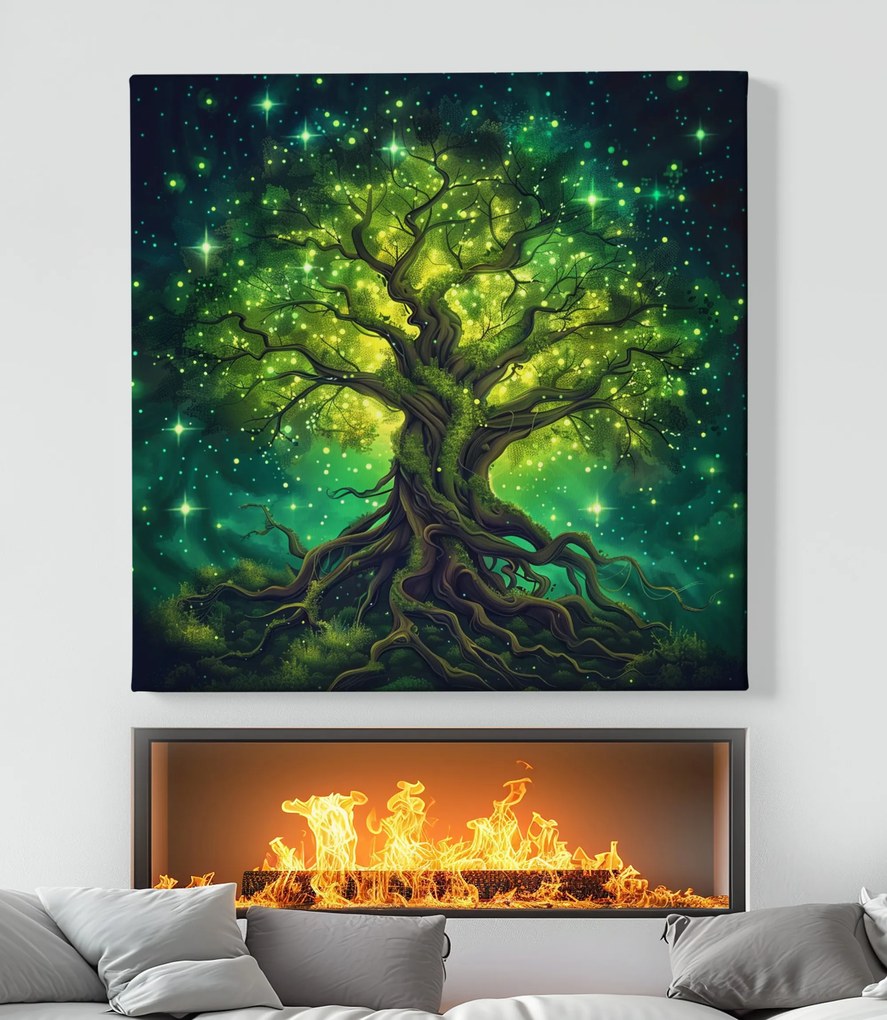 Obraz na plátně - Strom života Vesmírné snění FeelHappy.cz Velikost obrazu: 100 x 100 cm