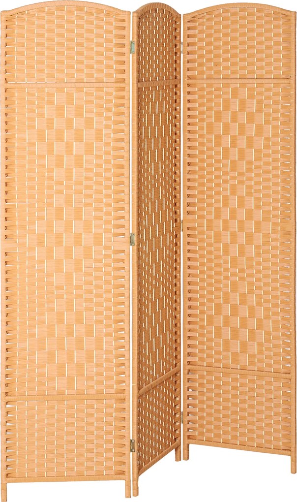 HOMCOM vnitřní paravan ze dřeva, 3-dílná skládací dělící stěna pro obývací pokoj, ložnici, 135 x 180 cm, světle hnědá