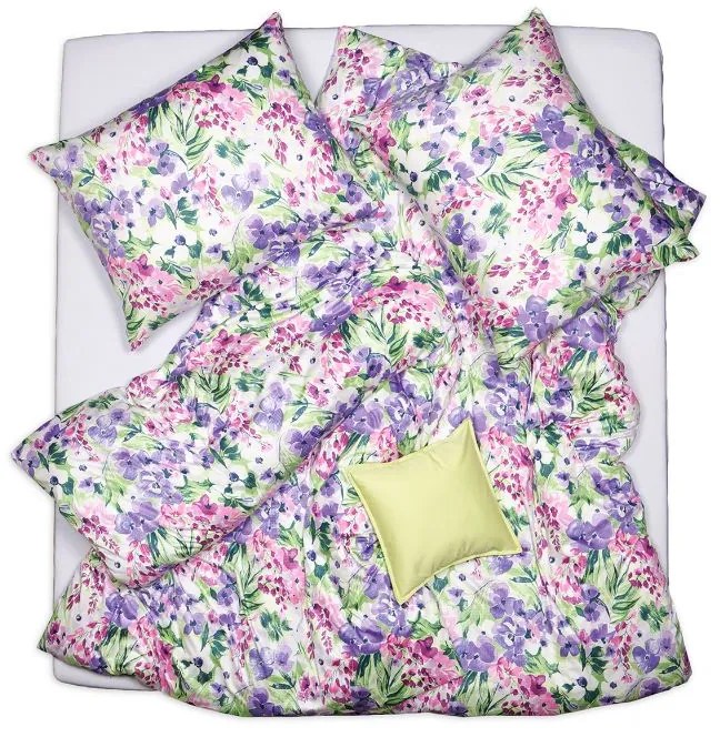 SCANquilt povlečení ART JERSEY monet zelenofialová 140 x 200/70 x 90 cm