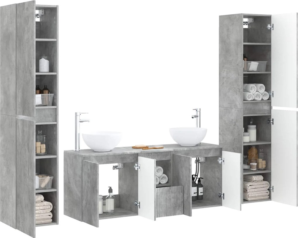 Sada koupelnového nábytku 5 ks Betonově šedá 33 x 34,5 x 160 cm 3406026