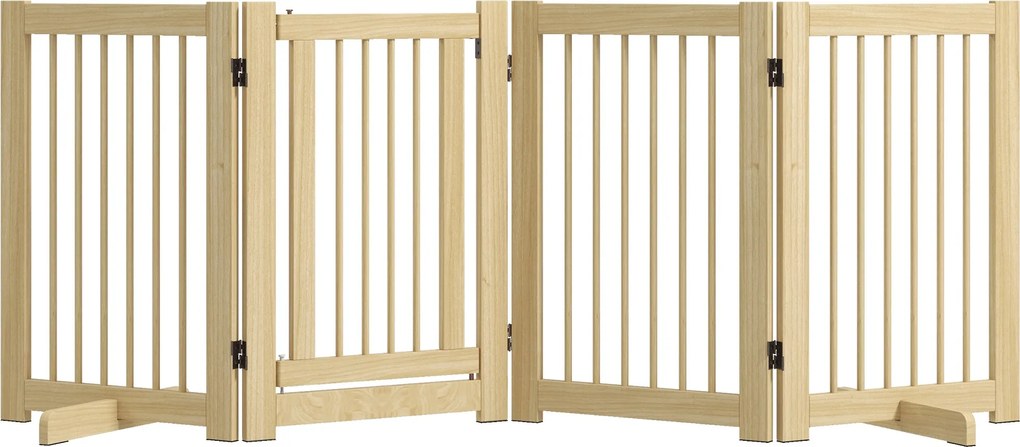 PawHut Bezpečnostní brána pro psy volně stojící s nohama 204 x 75 cm Dřevěná brána pro psy, schodišťová brána, dveřní brána pro schody, dveře, kuchyň,