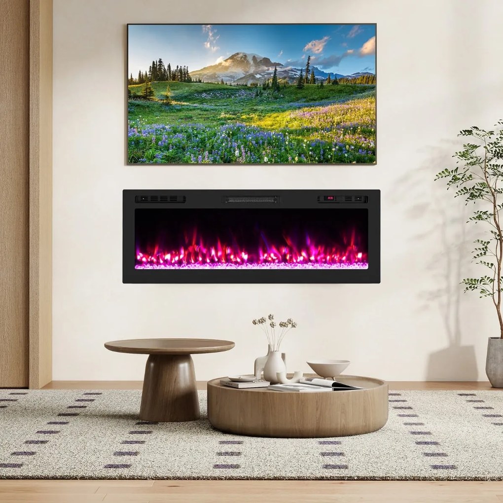 Costway 50" elektrický krb s vytápěním 750 W/1500 W vestavný krb s dálkovým