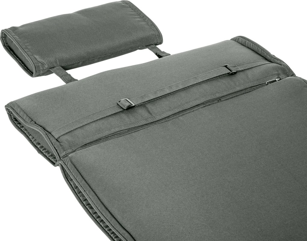 Polštářek na zahradní lehátko Outsunny s polštářem a odnímatelným potahem polyester + bavlněné vlákno šedý 198 x 53 x 5 cm