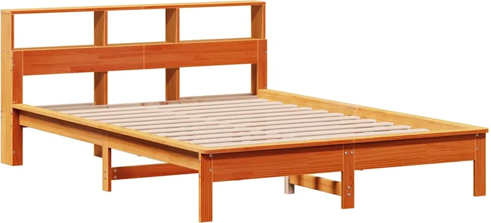 Postel s knihovnou bez matrace 150 x 200 cm masivní borovice 3309808