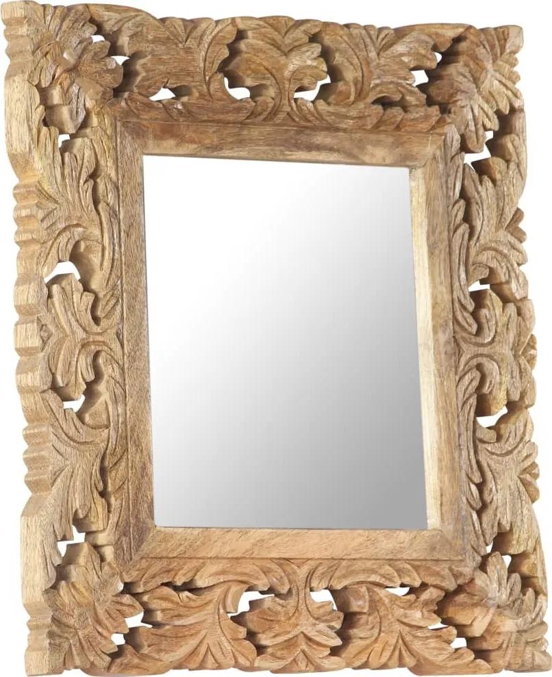 vidaXL Ručně vyřezávané zrcadlo 50 x 50 cm masivní mangovník [321638] Barva: Hnědá