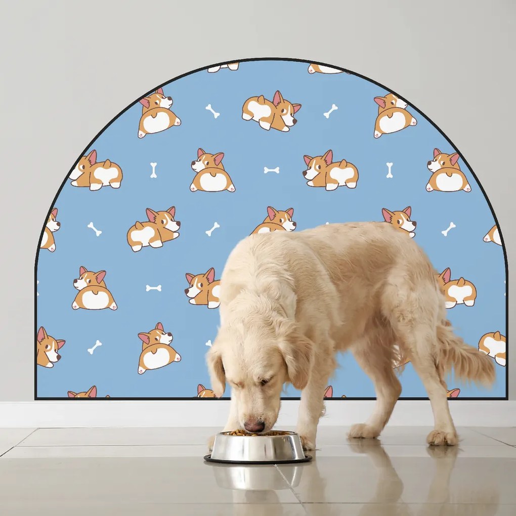 PIPPER. Ochranná textilní nálepka na zeď - Oblouk - Corgi Velikost: 83x60cm, Jméno: Se jménem