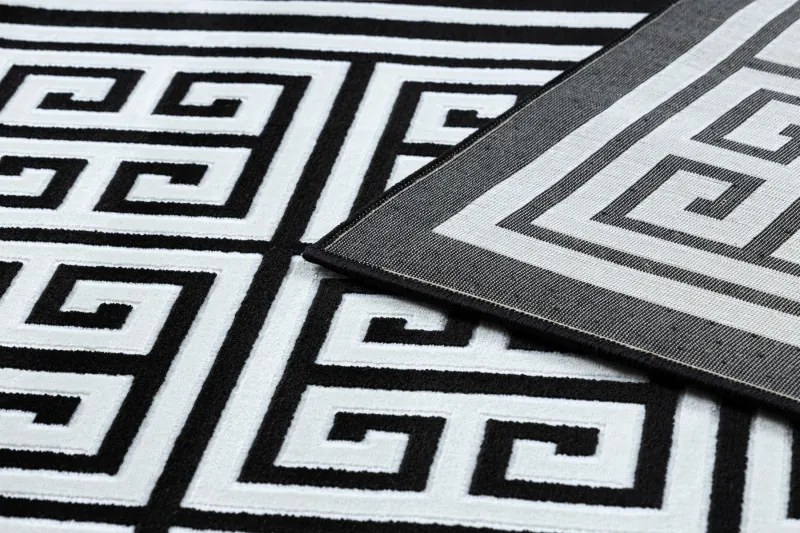Dywany Łuszczów, Kusový koberec Gloss 6776 85 greek black/ivory, 200x290, černobílá, chodba / předsíň